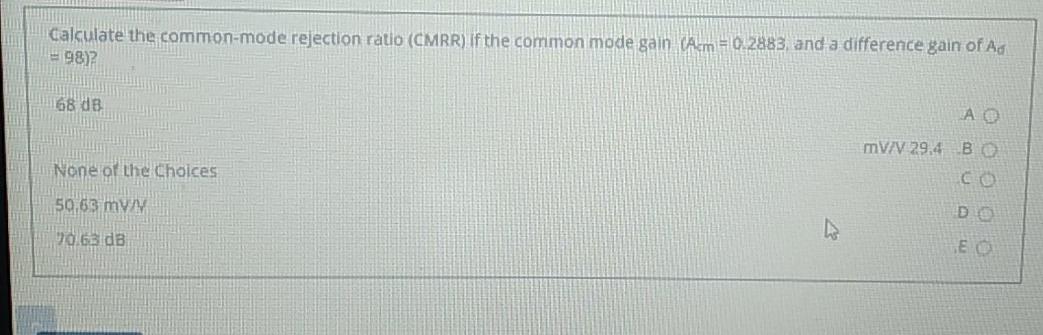 Solved calculate the common-mode rejection ratio (CMRR) If | Chegg.com