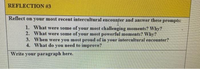 Solved REFLECTION #3 Reflect on your most recent | Chegg.com