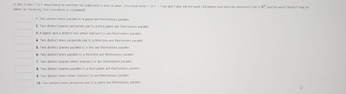 Solved taken as meaning "not coincident or contained".Two | Chegg.com