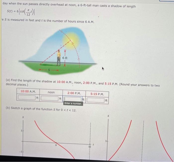 Solved (a) Find the length of the shadow at 10:00 A.M., | Chegg.com