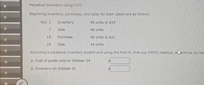 Solved Perpetual Inventory Using FIFO Beginning inventory, | Chegg.com