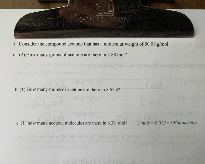 Solved CHARLES LEONARD 4. Consider the compound acetone that | Chegg.com