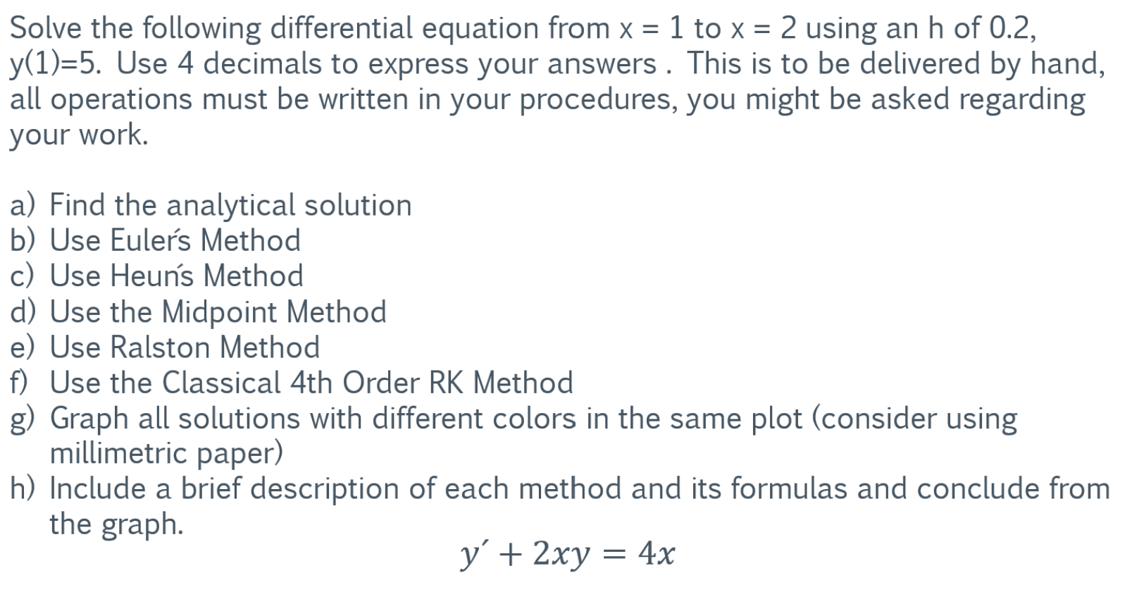 Solved Solve the following differential equation from x=1 | Chegg.com