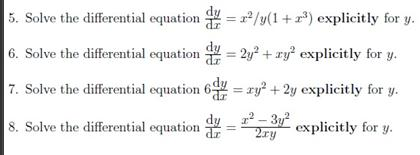 Solved Solve the differential equation dy/dx = x2 / y(1 + | Chegg.com