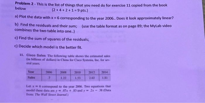 Solved Problem 2 - This is the list of things that you need | Chegg.com