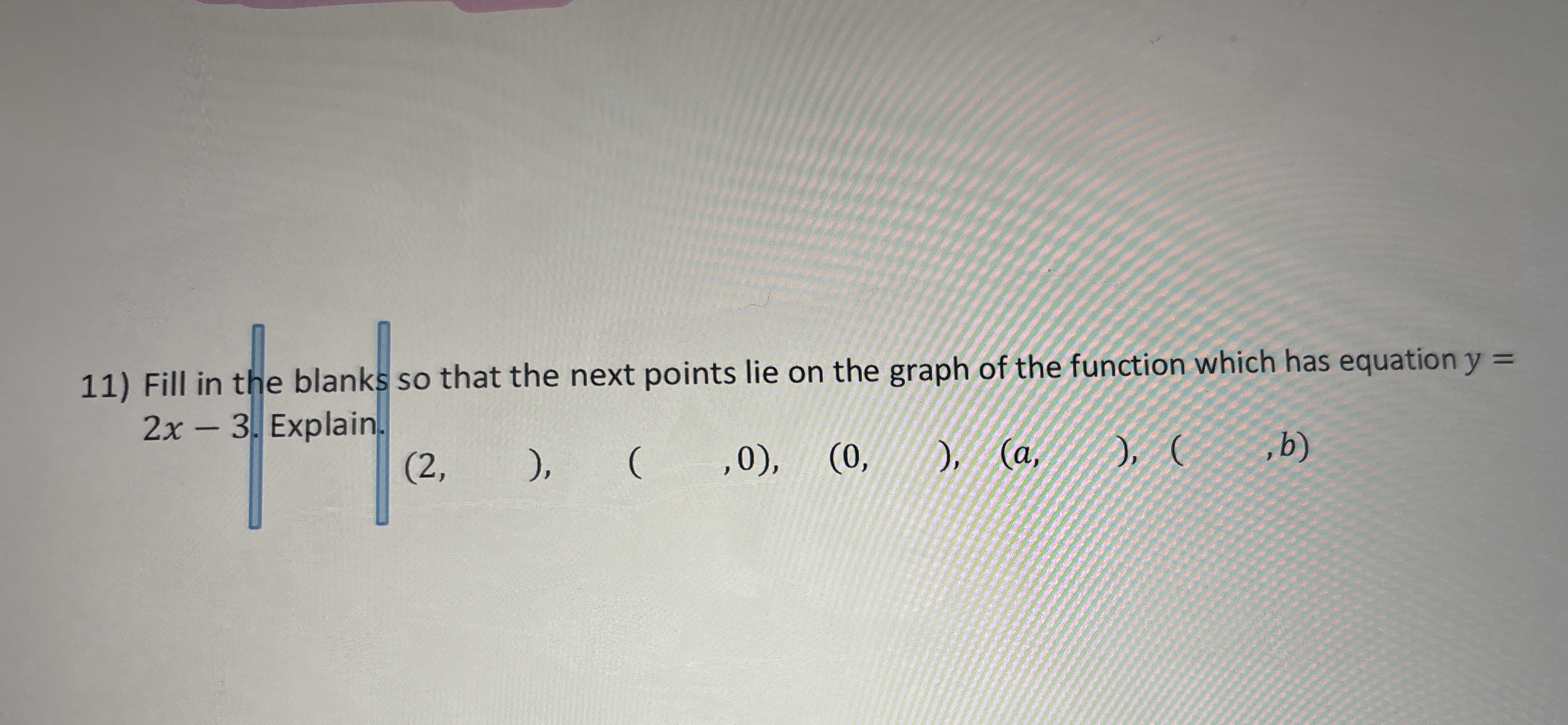 Solved Fill in the blanks so that the next points lie on the | Chegg.com