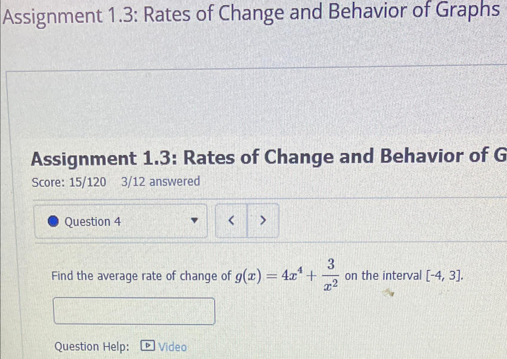 Solved Assignment 1.3: Rates of Change and Behavior of | Chegg.com