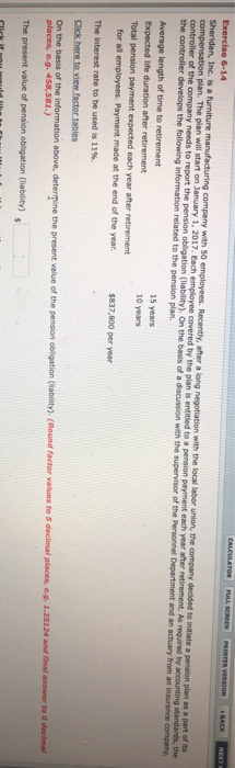 Solved CALCULATOR FULL SCREEN PRINTER VERSiON BACK NEXT | Chegg.com