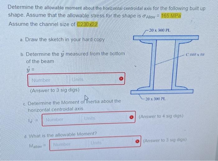 Solved Determine the allowable moment about the horizontal | Chegg.com