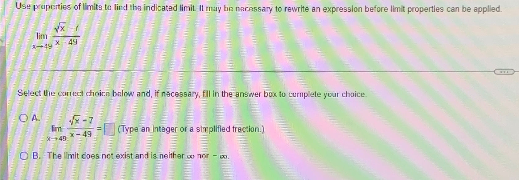 Solved Use properties of limits to find the indicated limit. | Chegg.com