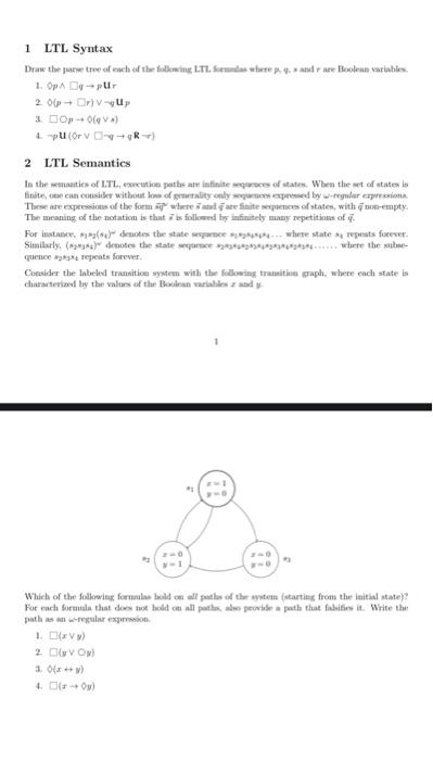 1 LTL Syntax 1. 0pA →pt1r 2.O(β→ r)v−UIp I. Op→O(g | Chegg.com