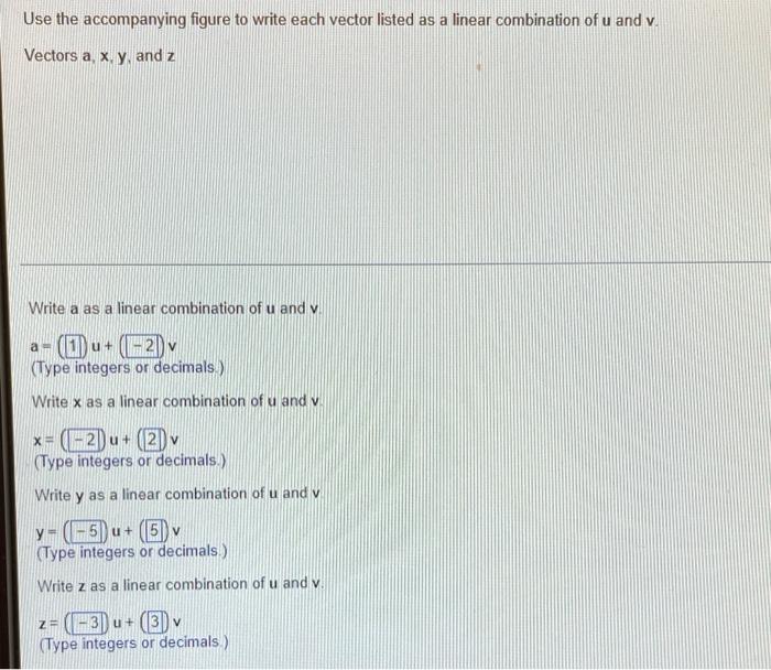 Solved Use the accompanying figure to write each vector | Chegg.com