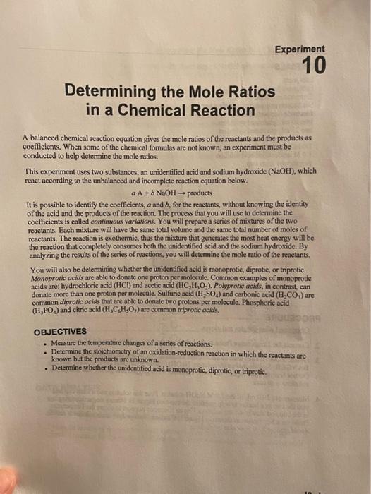 Solved Determining the Mole Ratios in a Chemical Reaction A | Chegg.com