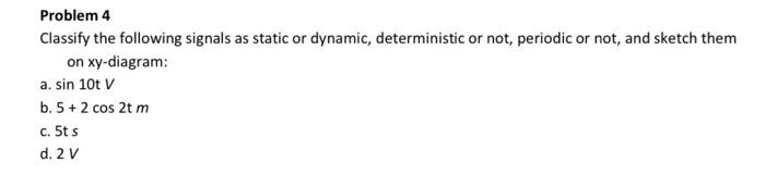Solved Problem 4 Classify The Following Signals As Static Or