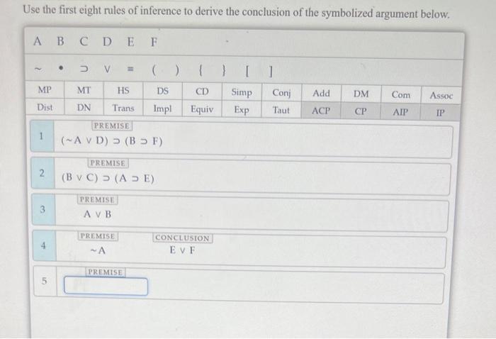 Solved Use the first eight rules of inference to derive the | Chegg.com