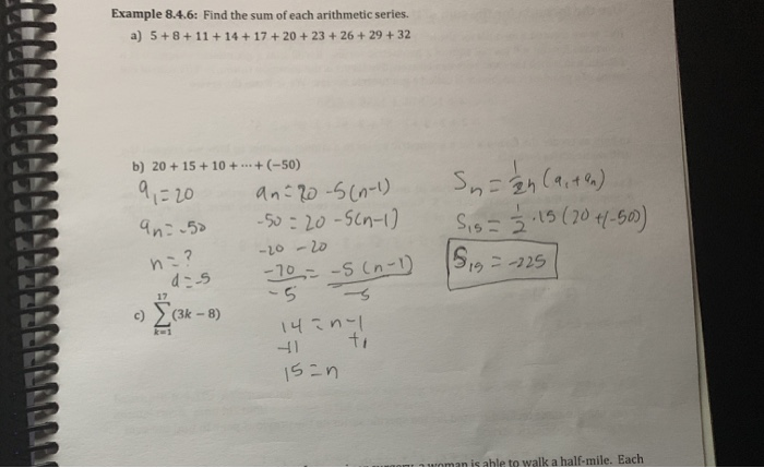 Solved Example 8.4.6: Find the sum of each arithmetic | Chegg.com