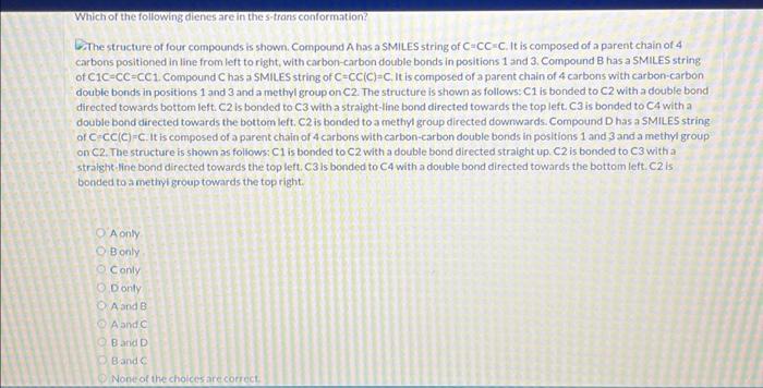 Solved D. The structure of four compounds is shown. Compound | Chegg.com