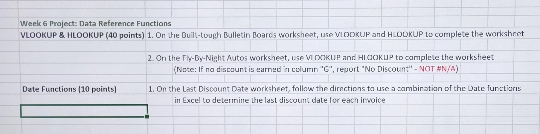 Week 6 Project: Data Reference Functions VLOOKUP \& | Chegg.com