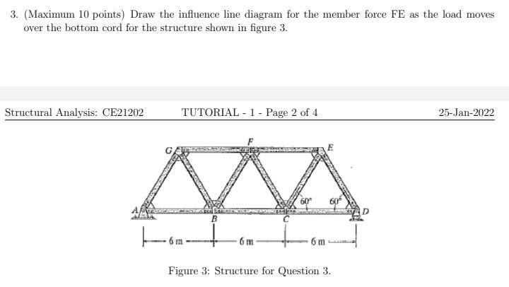 Solved 3. (Maximum 10 points) Draw the influence line | Chegg.com