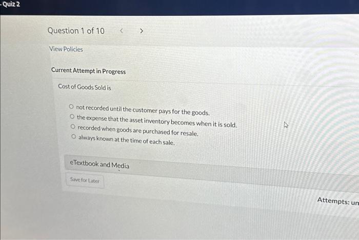 Solved - Quiz 2 Question 1 of 10
