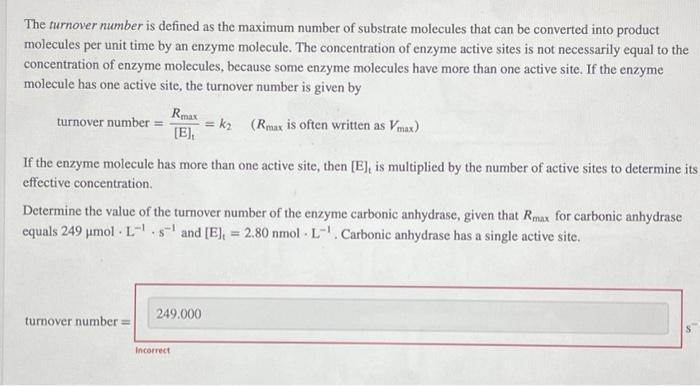 Solved The turnover number is defined as the maximum number | Chegg.com