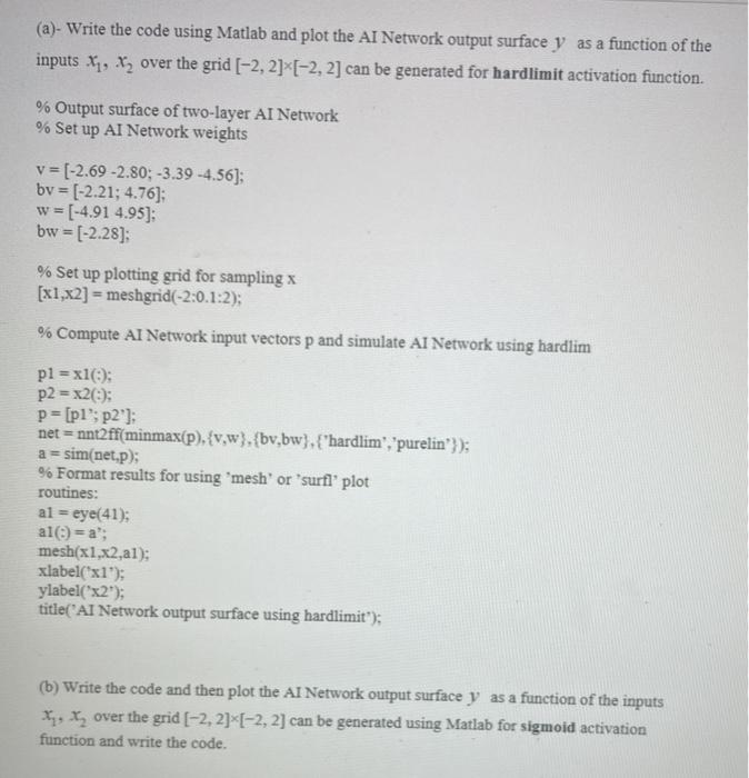 A Write The Code Using Matlab And Plot The Al