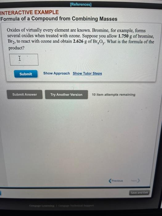 Solved [References) INTERACTIVE EXAMPLE Formula of a | Chegg.com