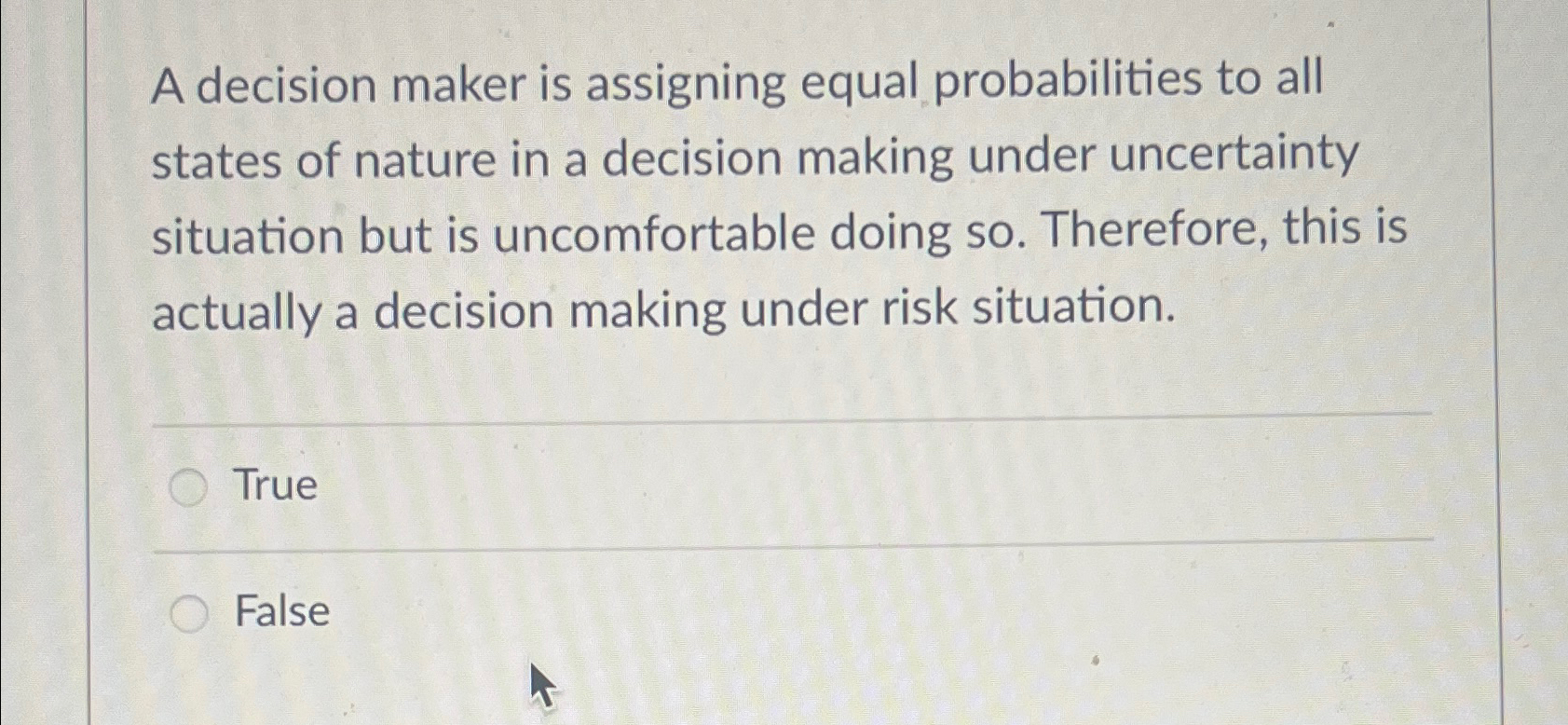 Solved A decision maker is assigning equal probabilities to | Chegg.com