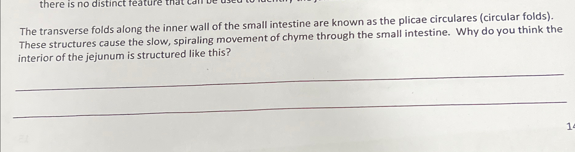 Solved The transverse folds along the inner wall of the | Chegg.com