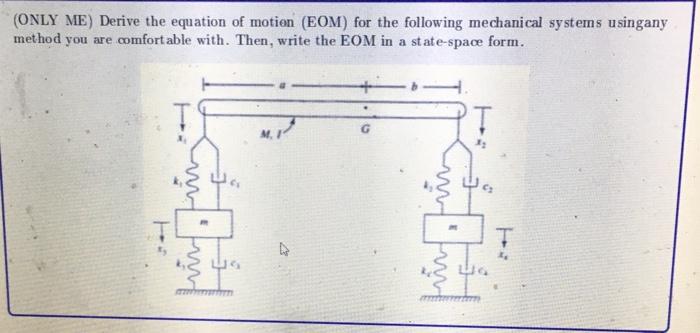 Solved (ONLY ME) Derive the equation of motion (EOM) for the | Chegg.com