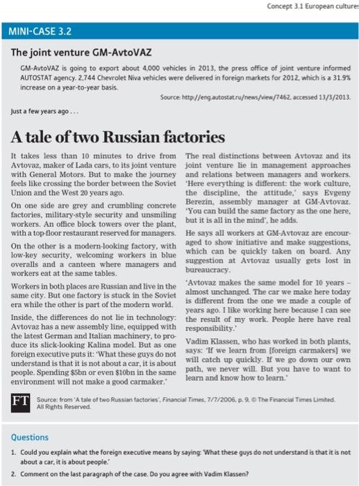 Solved The joint venture GM-AvtoVAZ GM-AvtoVAZ is going to | Chegg.com