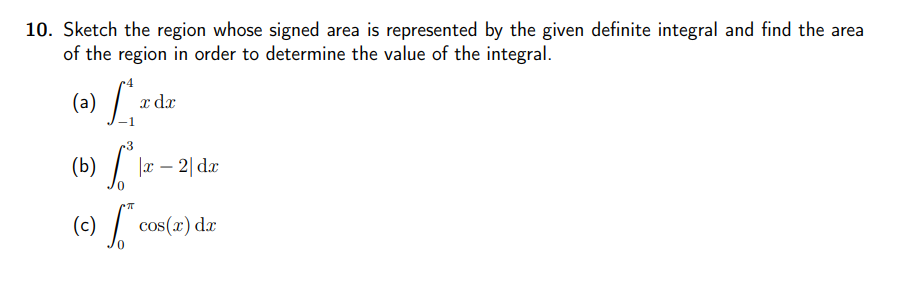 Solved Sketch the region whose signed area is represented by | Chegg.com