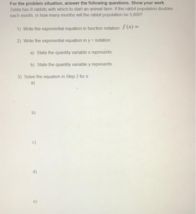 Solved For the problem situation, answer the following | Chegg.com