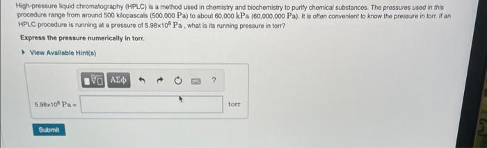 Solved High-pressure liquid chromatography (HPLC) is a | Chegg.com