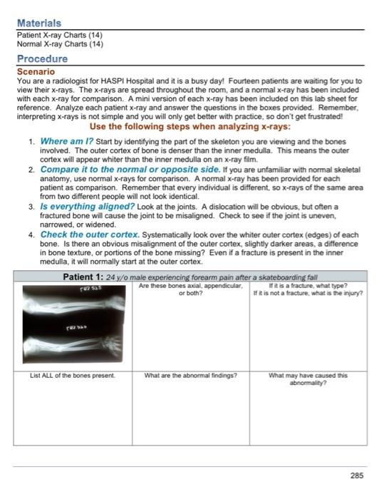 Materials Patient X-ray Charts (14) Normal X-ray | Chegg.com