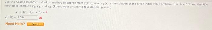 Solved Use the Adams-Bashforth-Moulton method to approximate | Chegg.com
