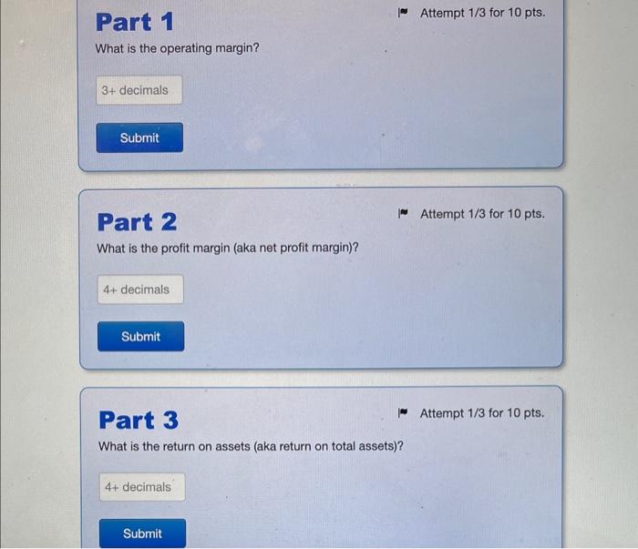 Solved Use the following information to answer the | Chegg.com