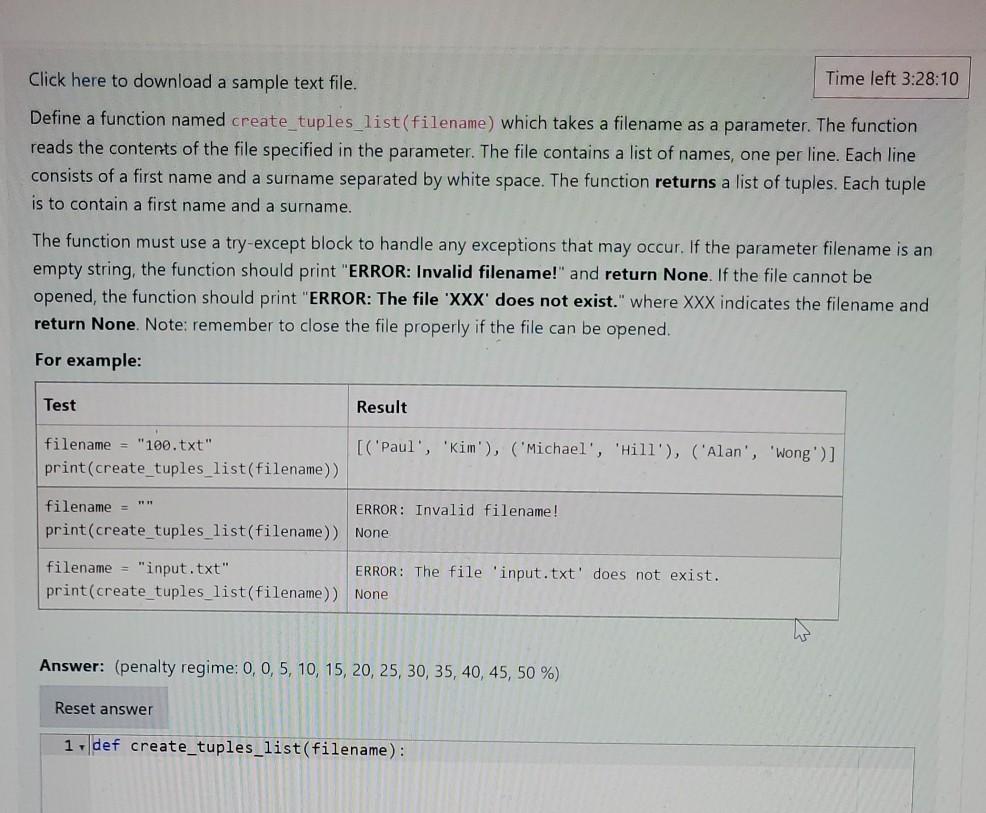 Solved Time left 3:28:10 Click here to download a sample | Chegg.com