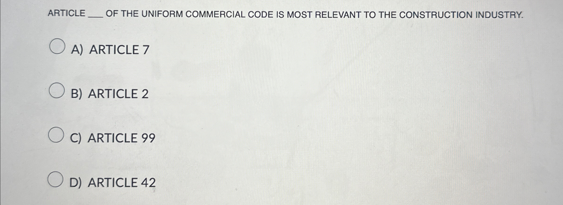 Solved ARTICLE q, ﻿OF THE UNIFORM COMMERCIAL CODE IS MOST | Chegg.com