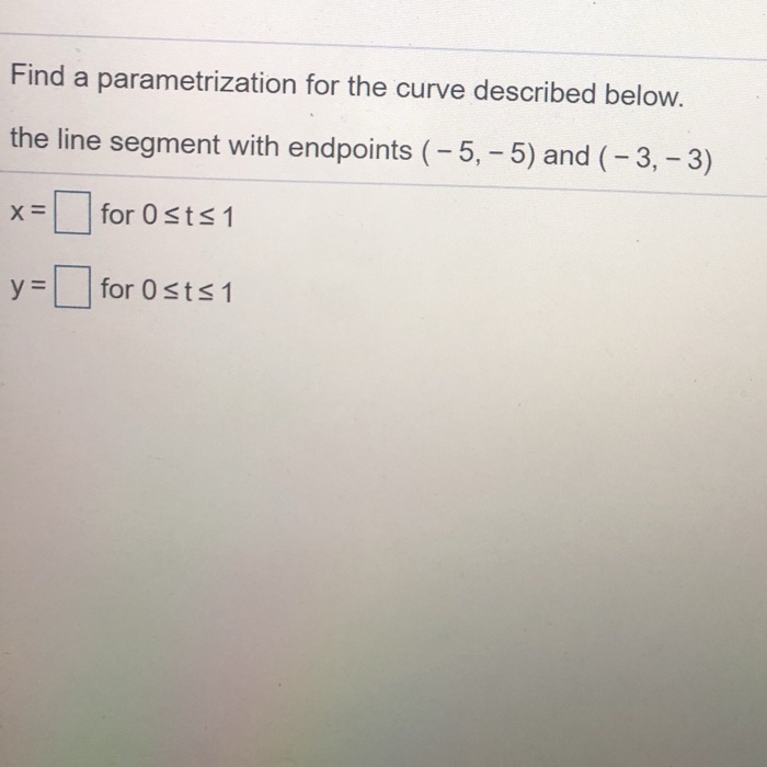 Solved Find a parametrization for the curve described below. | Chegg.com