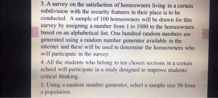 Solved Identify the sampling method used in each of the | Chegg.com