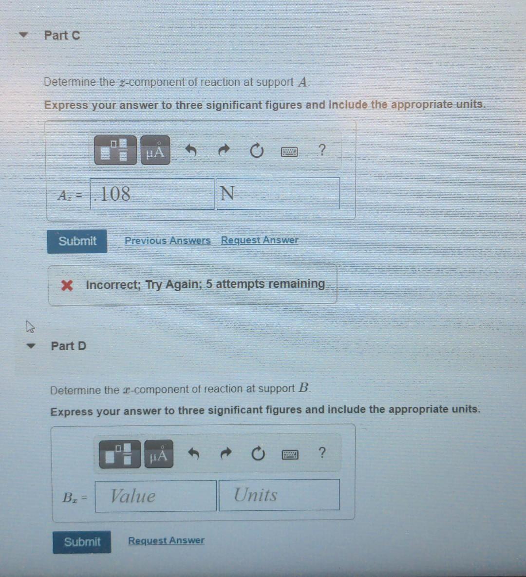 Solved The forked rod is supported by a collar at A, a | Chegg.com