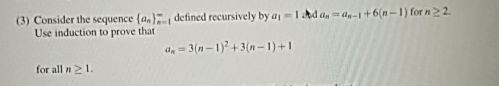 Solved (3) ﻿Consider the sequence {an}n=1-defined | Chegg.com