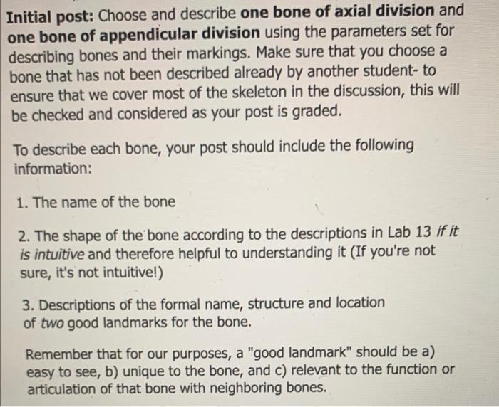 Solved Describe one bone of axial division and one bone of | Chegg.com