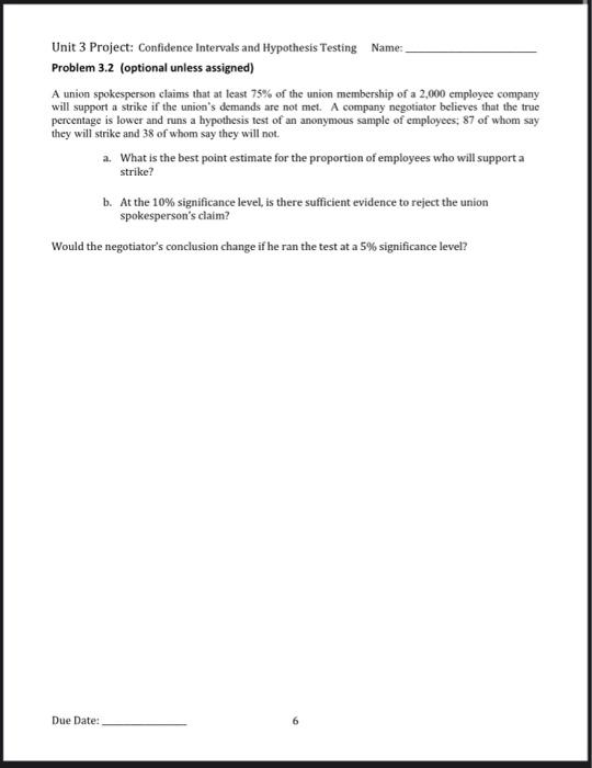 Solved Unit 3 Project: Confidence intervals and Hypothesis | Chegg.com