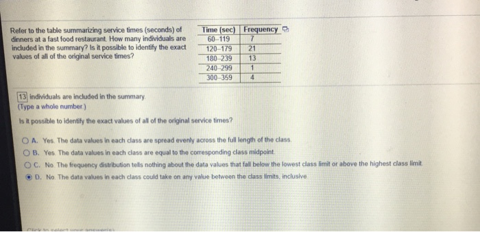 Solved Refer to the table summarizing service times | Chegg.com