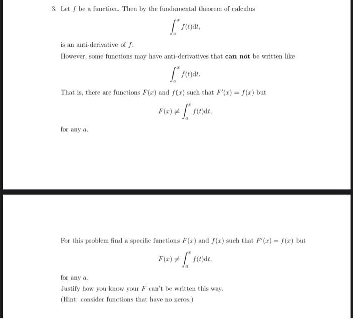 Solved 3. Let f be a function. Then by the fundamental | Chegg.com