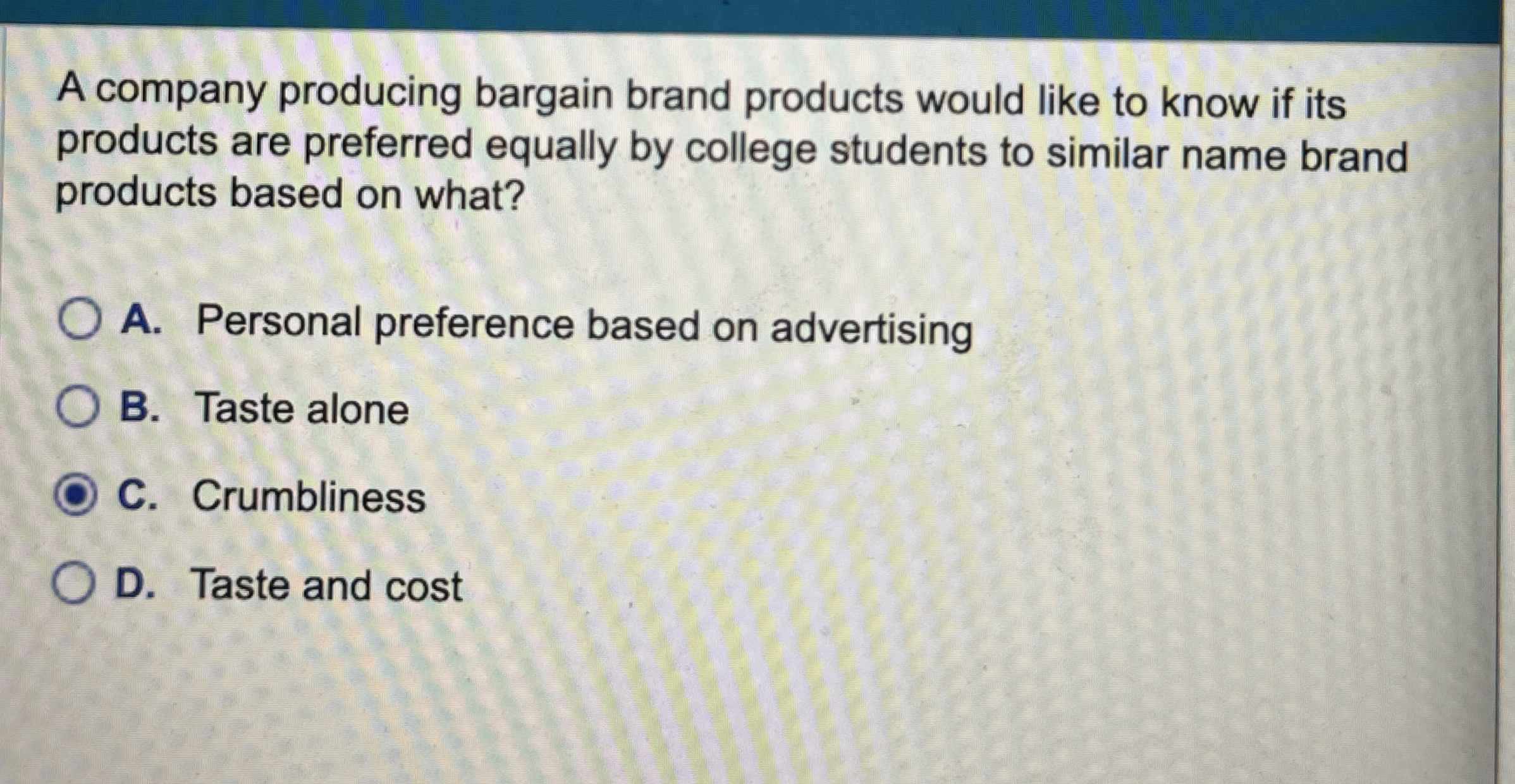 Solved A company producing bargain brand products would like | Chegg.com