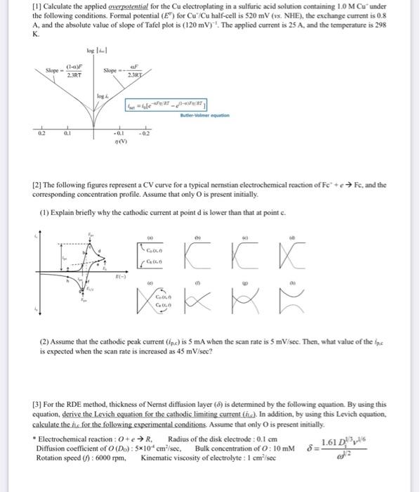 Solved [UCalculate the applied overpotential for the Cu | Chegg.com