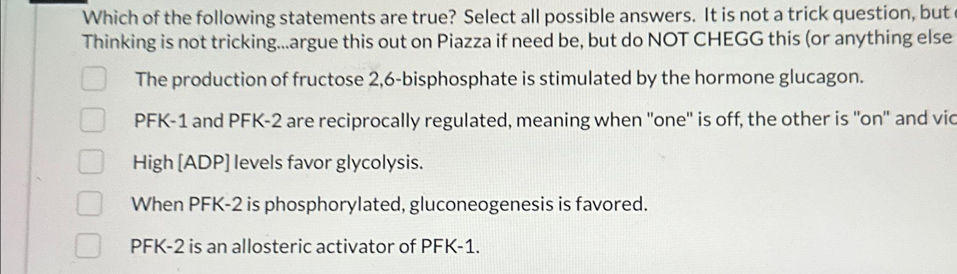 Solved Which of the following statements are true? Select | Chegg.com
